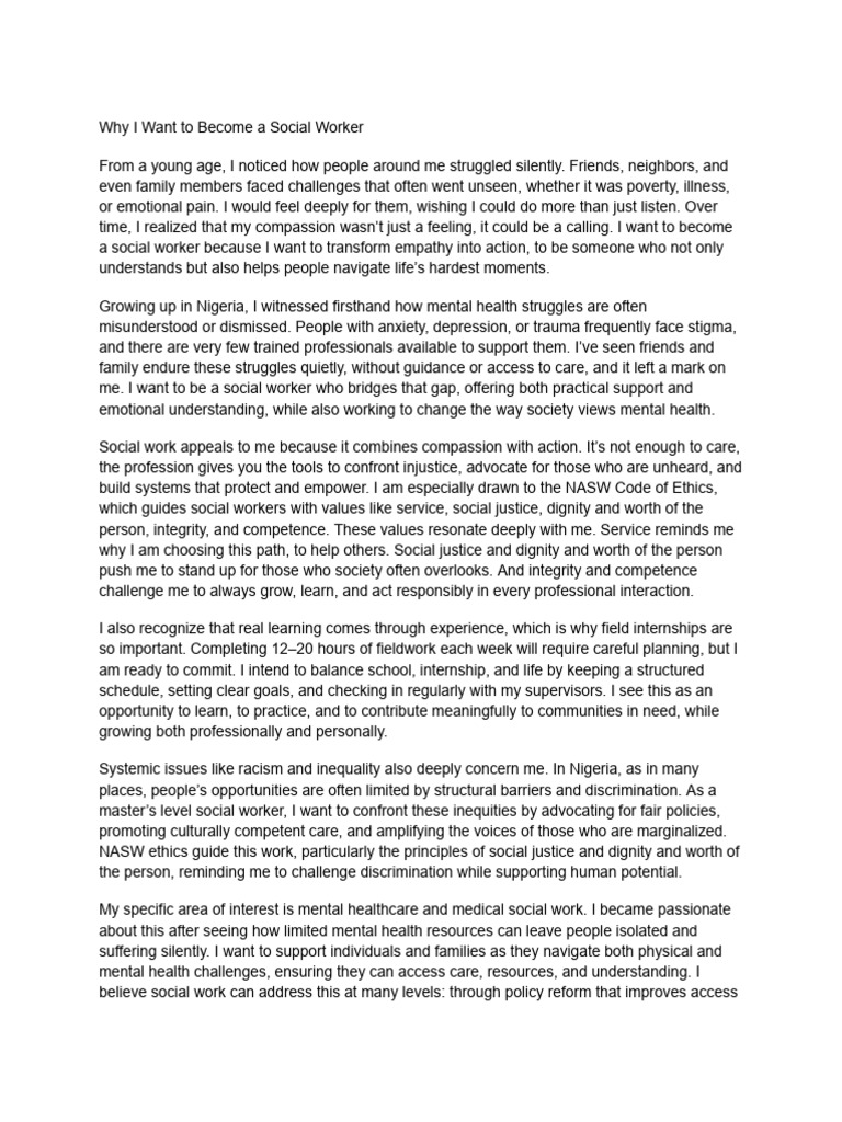 Beracha’s Essay | PDF | Mental Health | Social Work