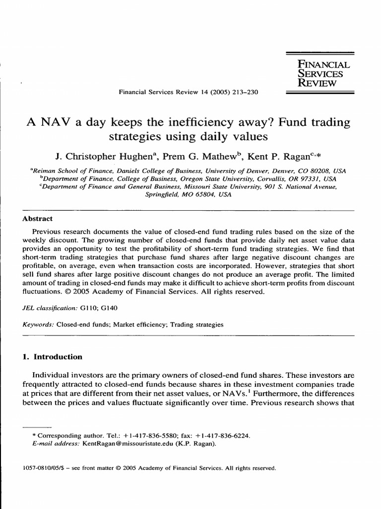 A NAV a Day Keeps the Inefficiency Away Fund Trading Strategies Using ...