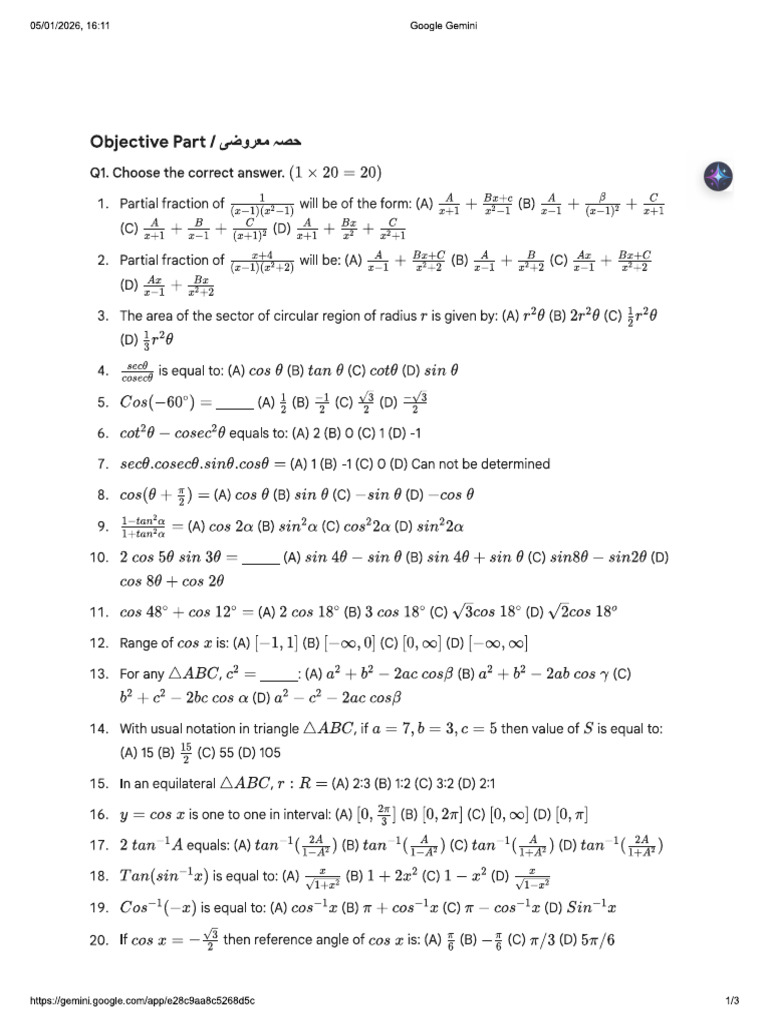 Full Length paper of trigonometry | PDF