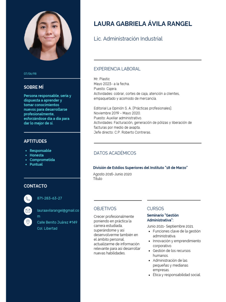 Cv Laura Gabriela Ávila Rangel | PDF | Business | Economias