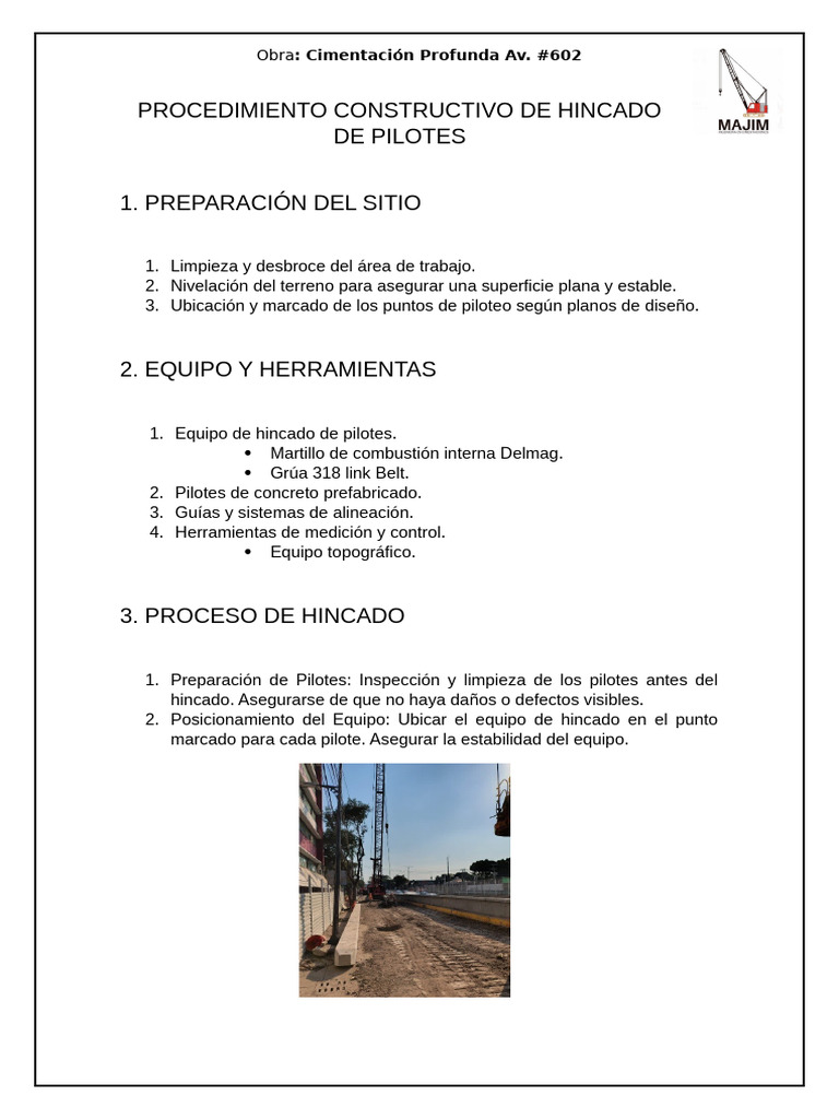 Procedimiento de Hincado de Pilotes | PDF | Fundación (Ingeniería)