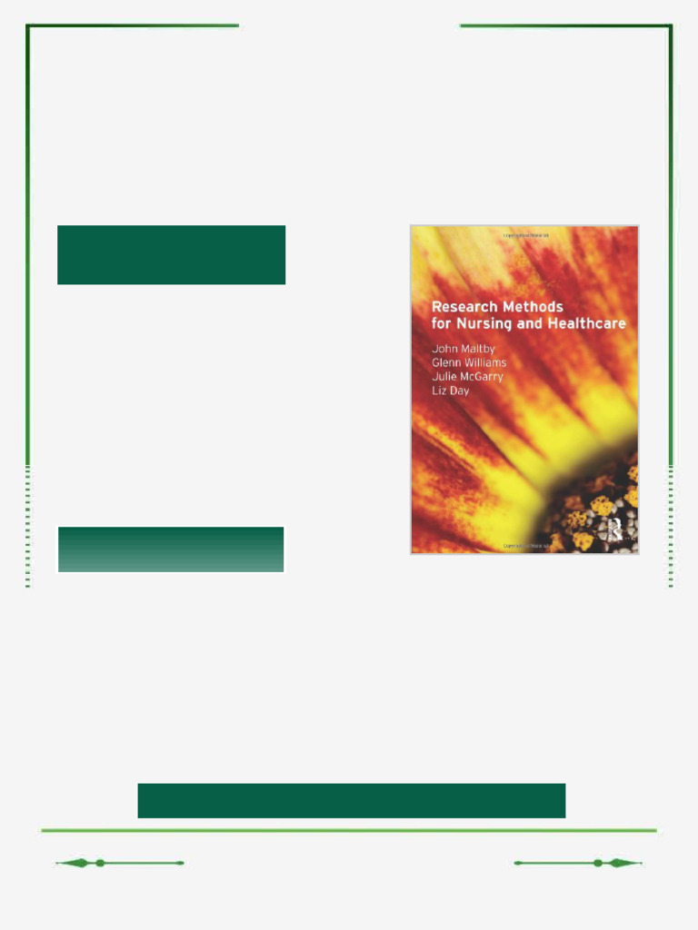 Research methods for nursing and healthcare 1st Edition John Maltby ...