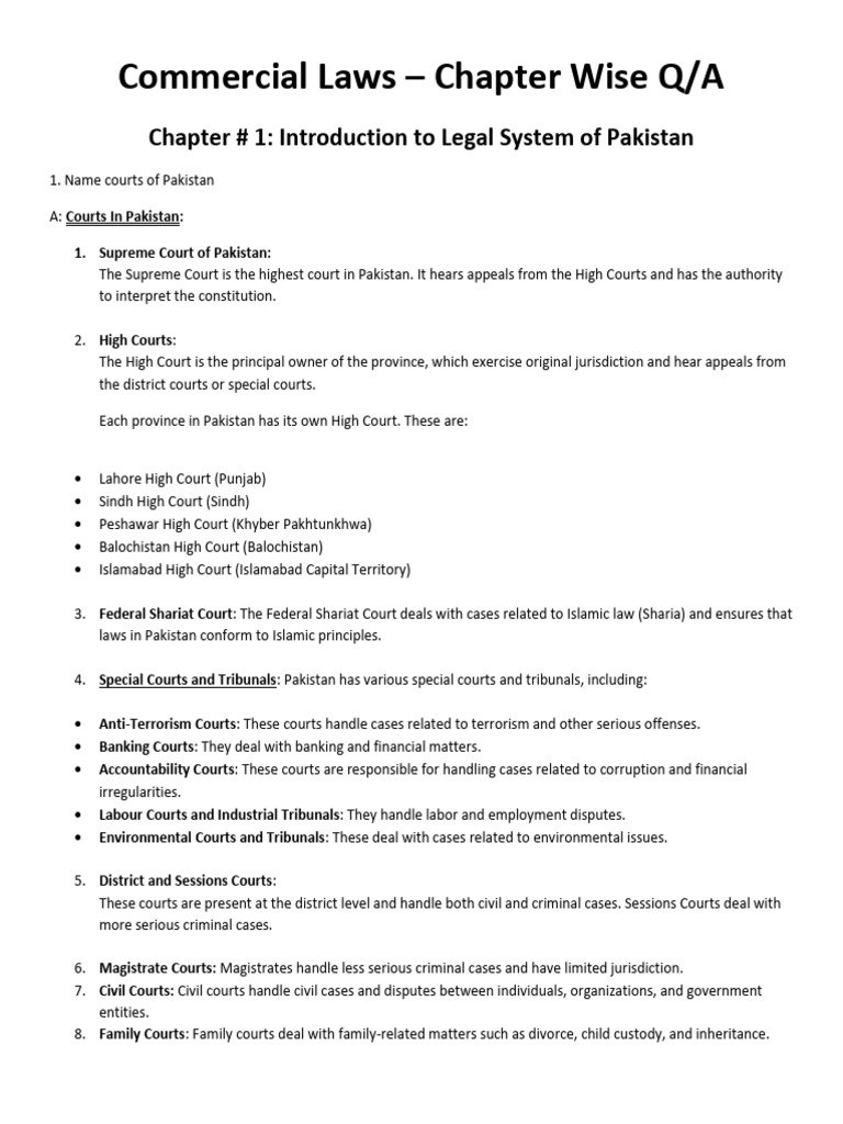 Commercial Law - Chapter Wise Q&A - Feb 2024 Updated | PDF | Guarantee | Damages