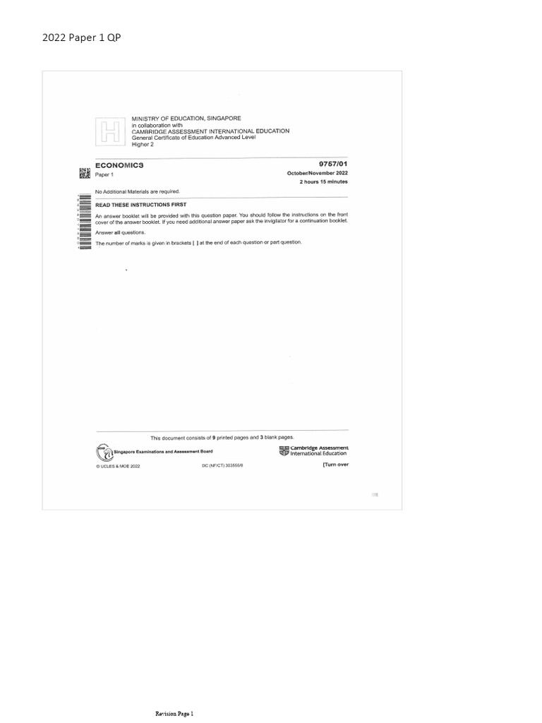 2022 Paper 1 QP_QA | PDF