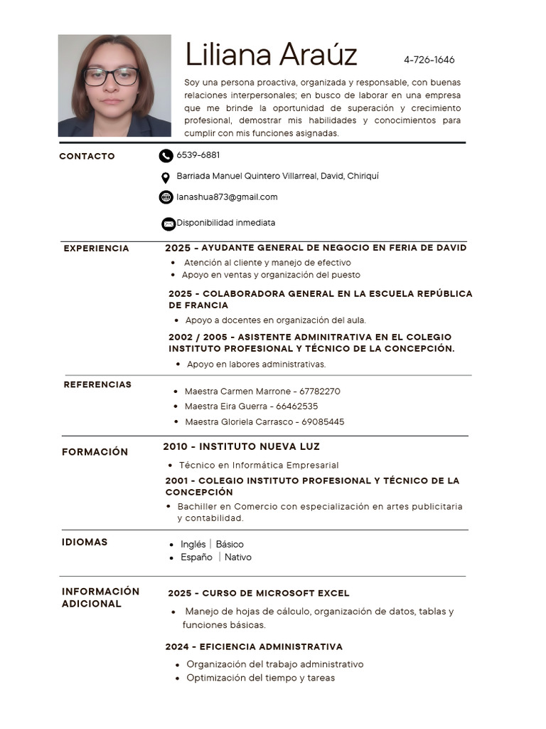 Currículum Vitae CV Minimalista Profesional Blanco y Negro | PDF