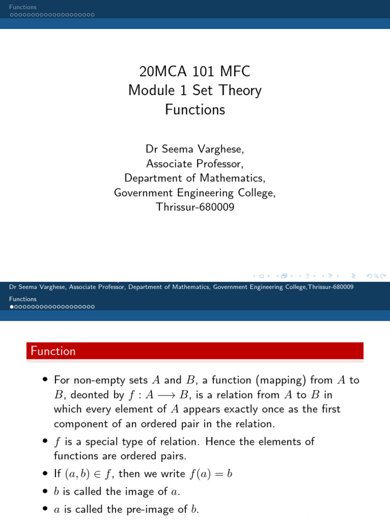 20MCA 101 MFC 1.5 Functions | PDF | Function (Mathematics) | Mathematics