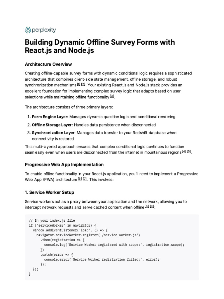 Offline Survey Forms with React & Node | PDF | Web Application | Computing