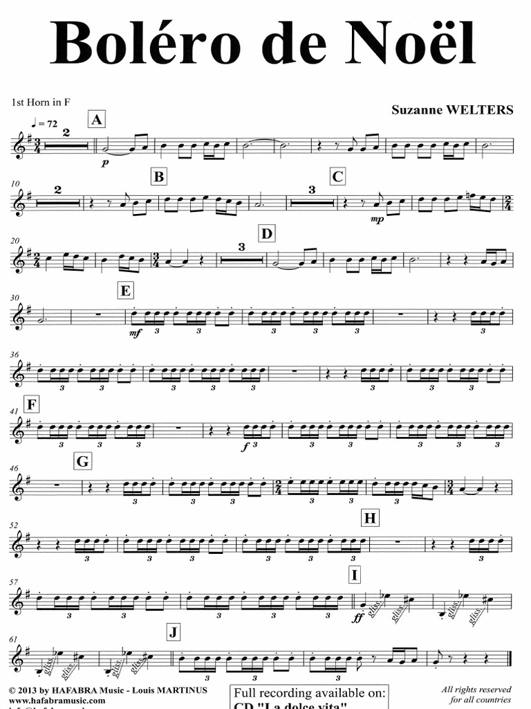 Bolero de Noël - Trompa | PDF