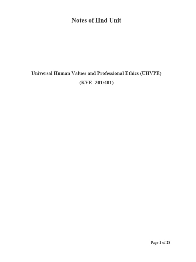 Updated UHVPE Unit II Notes | PDF | Quantity | Senses