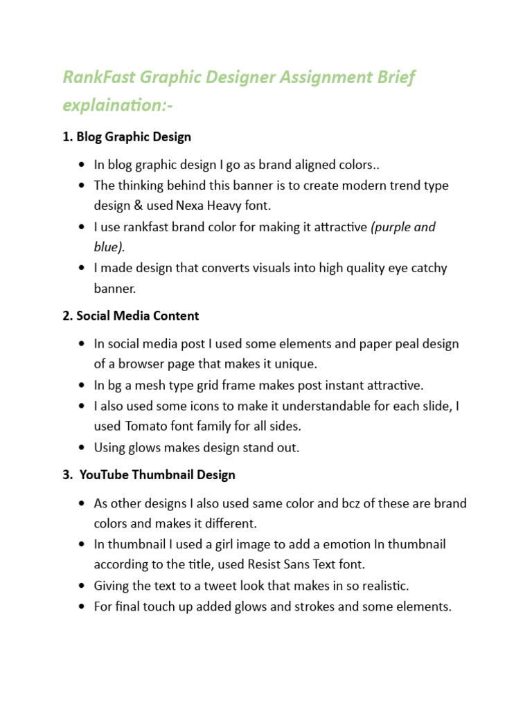 RankFast Graphic Designer Assignment Brief Explaination | PDF
