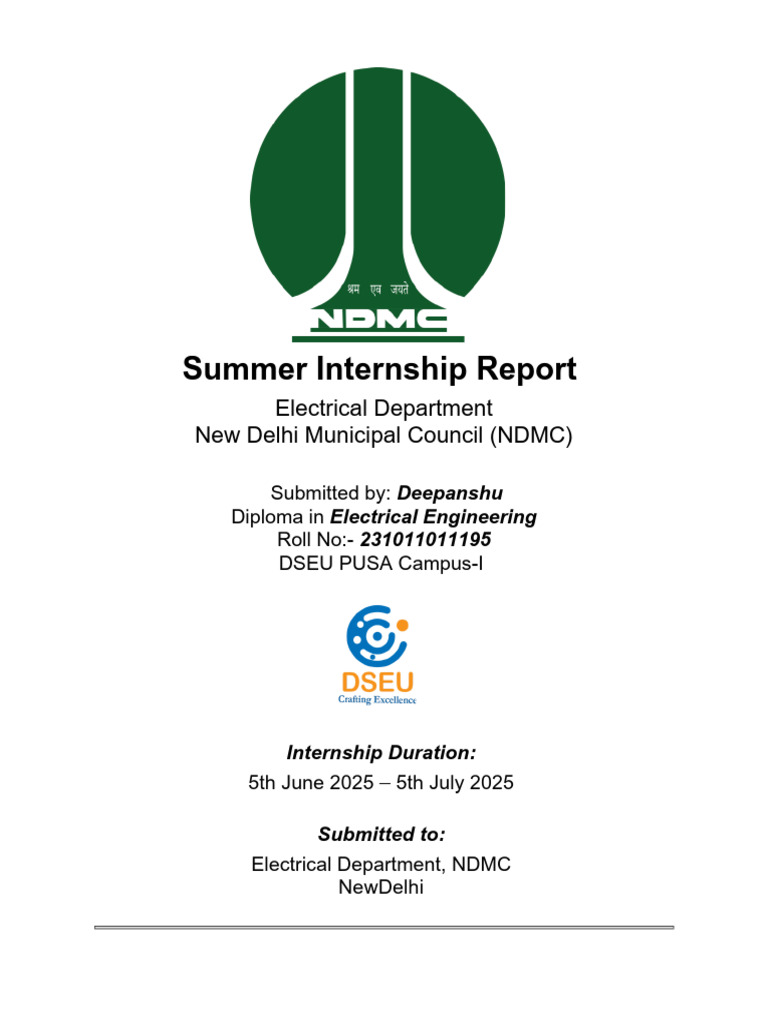 NDMC Electrical Intern Report PDF | PDF | Relay | Insulator (Electricity)
