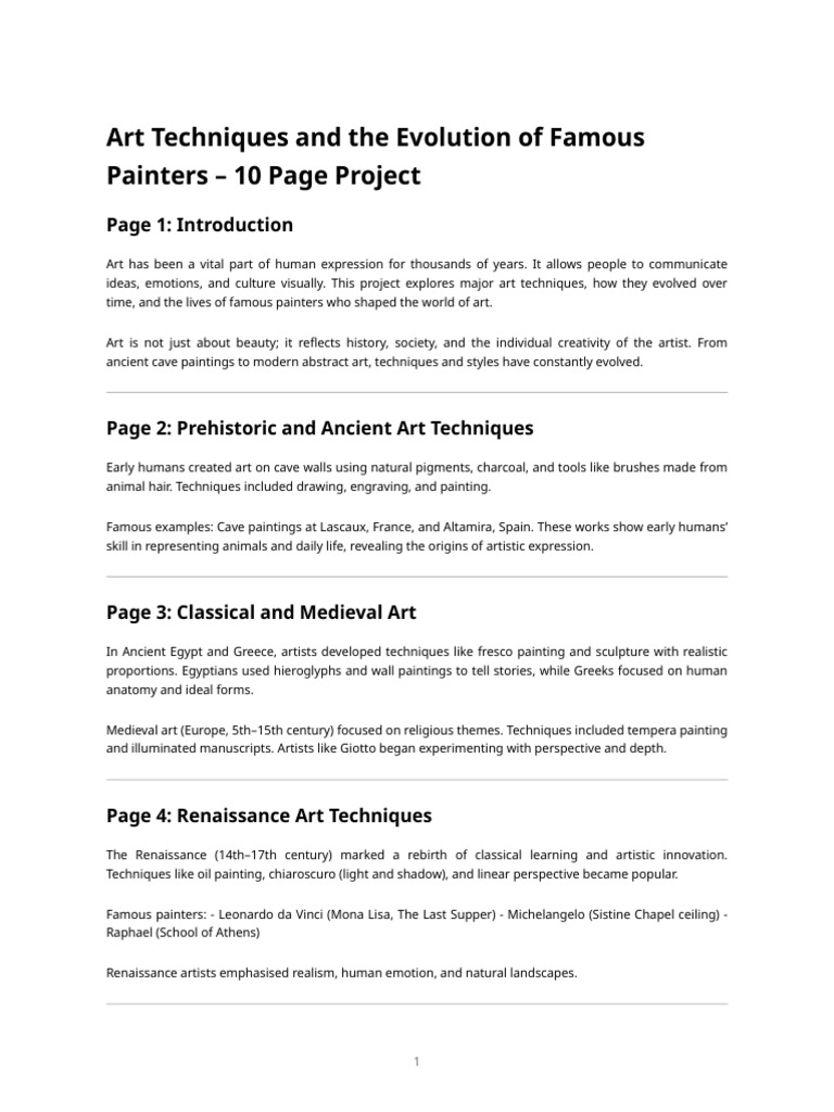 Evolution of Art Techniques and Painters | PDF | Paintings | Impressionism