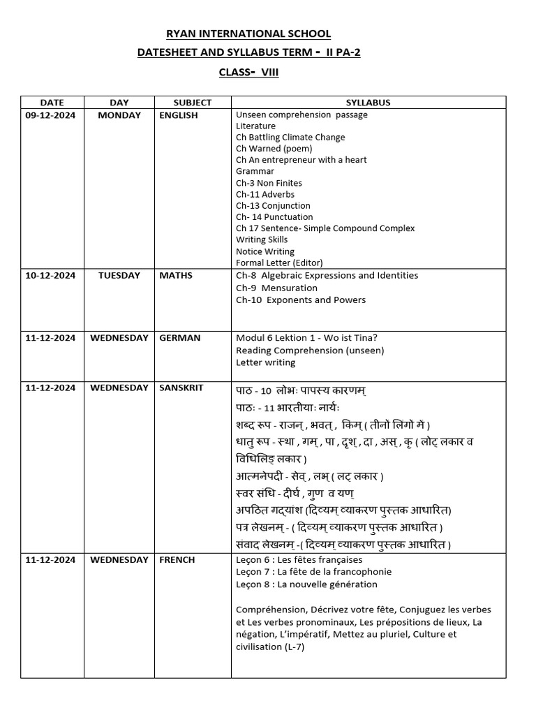 Class 8 Assessment Schedule Pa 2 (2) | PDF