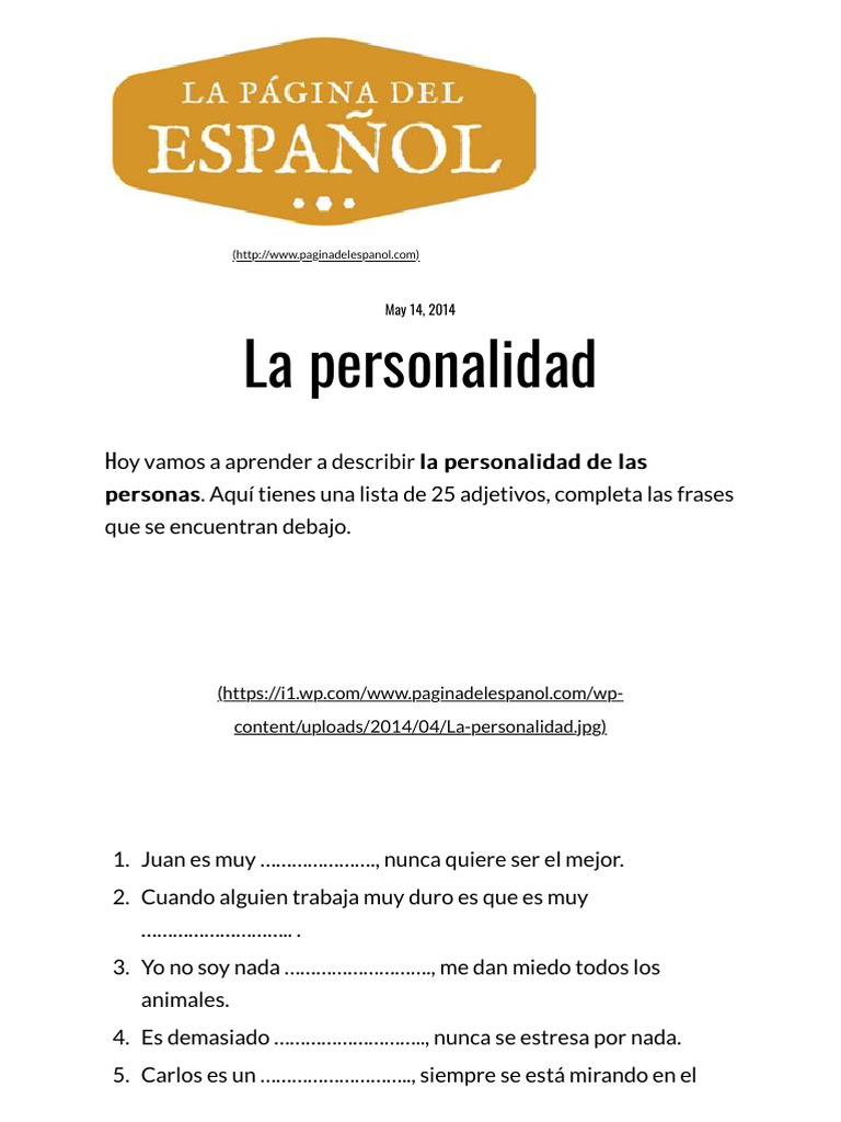Adjetivos para describir la personalidad | PDF | Grabación de sonido ...