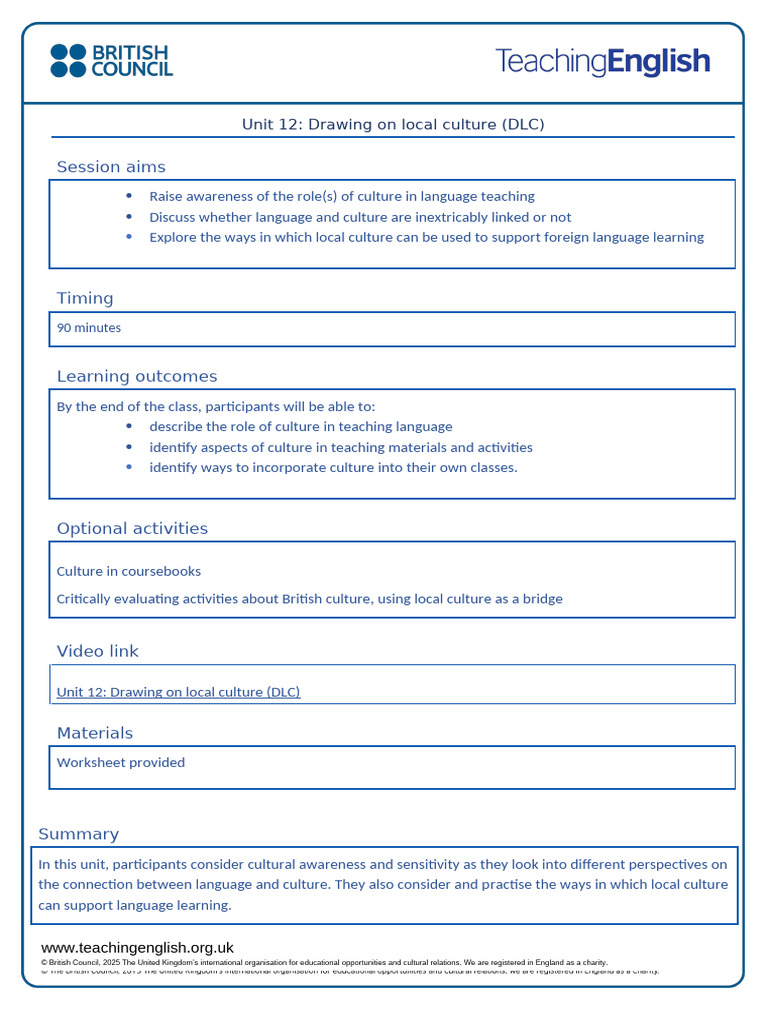 Incorporating Local Culture in Language Teaching | PDF | Learning ...
