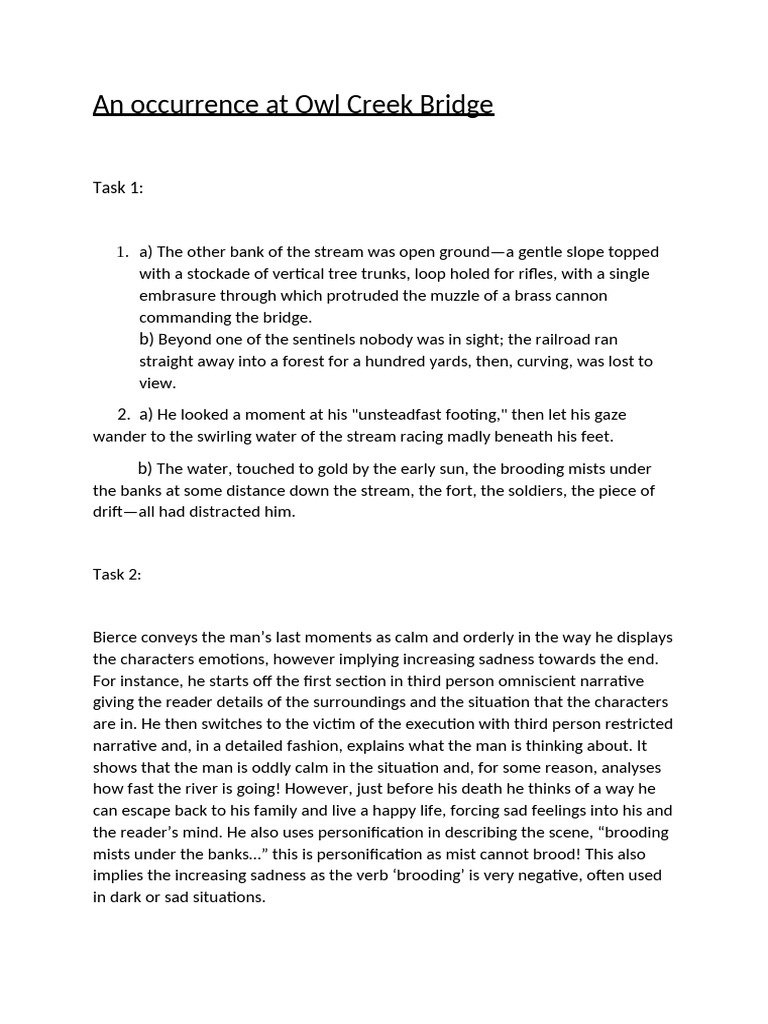 Analysis of "An Occurrence at Owl Creek Bridge" | PDF