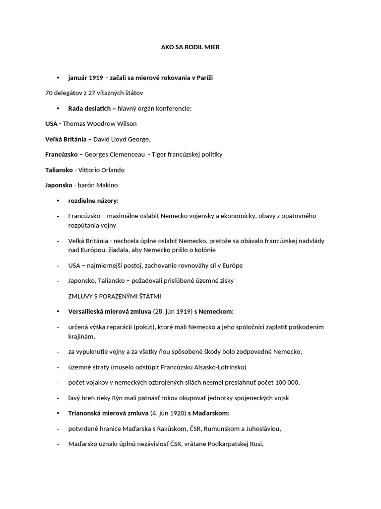 Ako Sa Rodil Mier - Poznámky | PDF