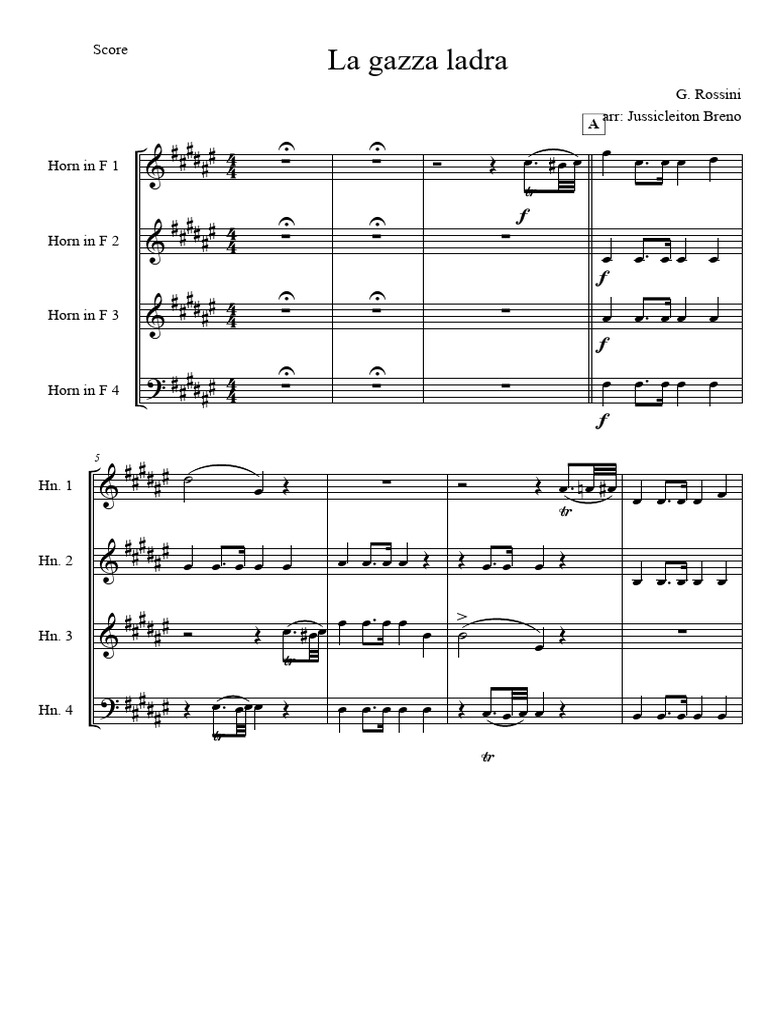La gazza ladra - Grade trompas - quarteto de trompas | PDF | Ópera ...
