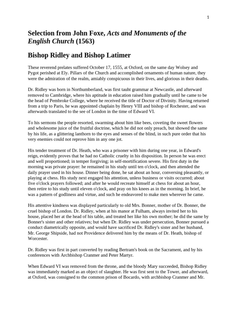 Bishop Ridley and Bishop Latimer | PDF | Mary, Mother Of Jesus