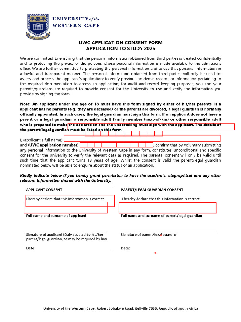 UWC Application Consent Form 2025 | PDF | Justice | Crime & Violence