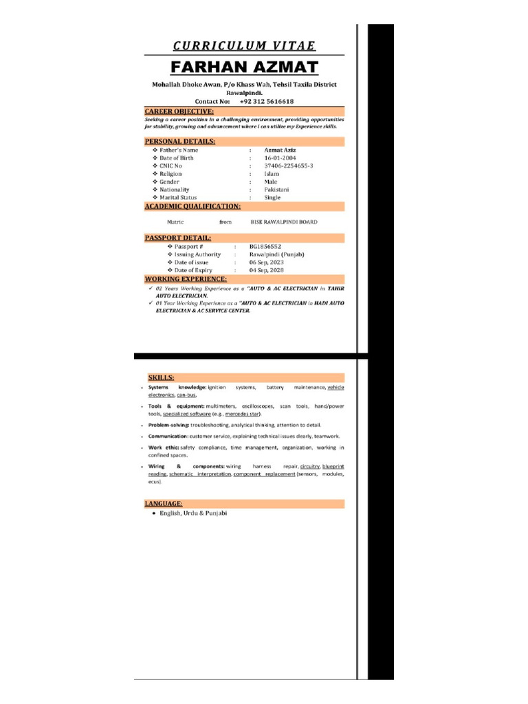 Farhan Azmat CV | PDF