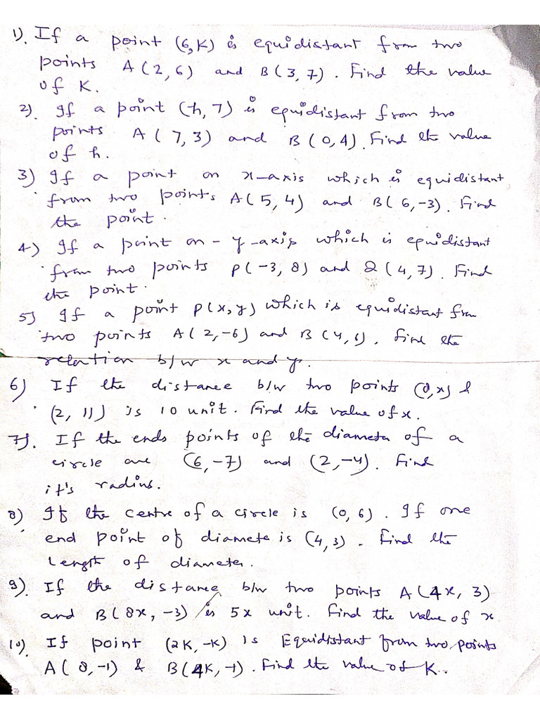 Coordinate Geometry Worksheet | PDF