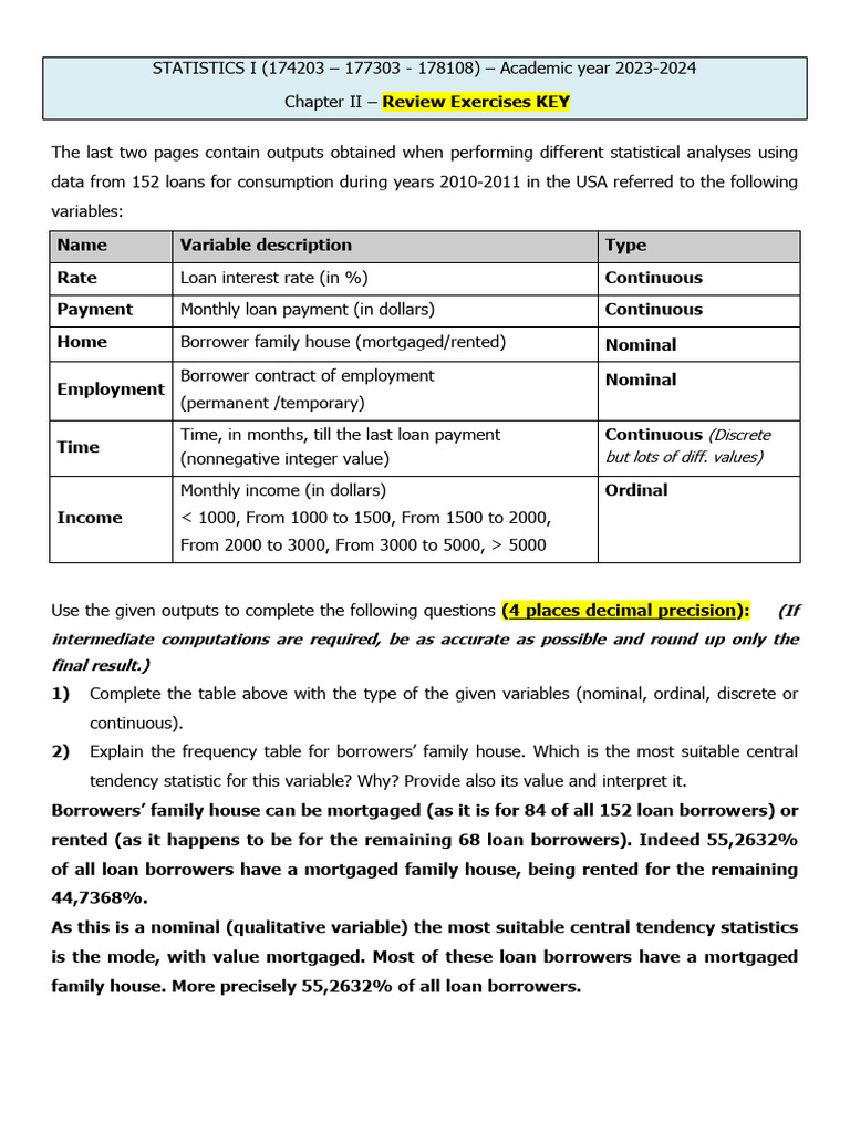 23-24 Chapter II -Review Exercises -KEY | PDF | Variance | Interest