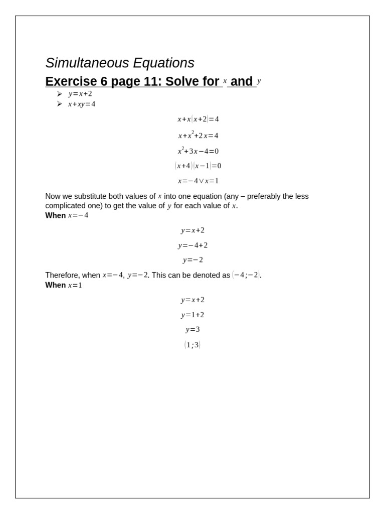 #6 Simultaneous Equations | PDF | Equations | Mathematical Objects