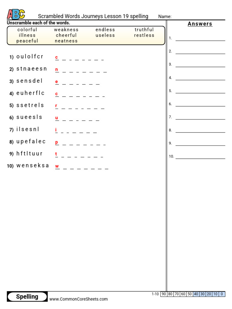 Journeys Lesson 19 Spelling Answers | PDF | Chess | Chess Theory