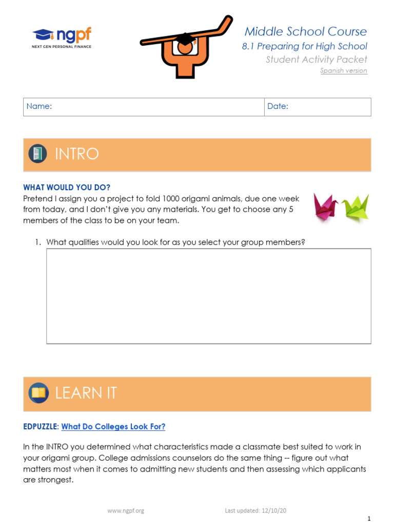Middle School Guide to High School Success | PDF | College Admissions ...