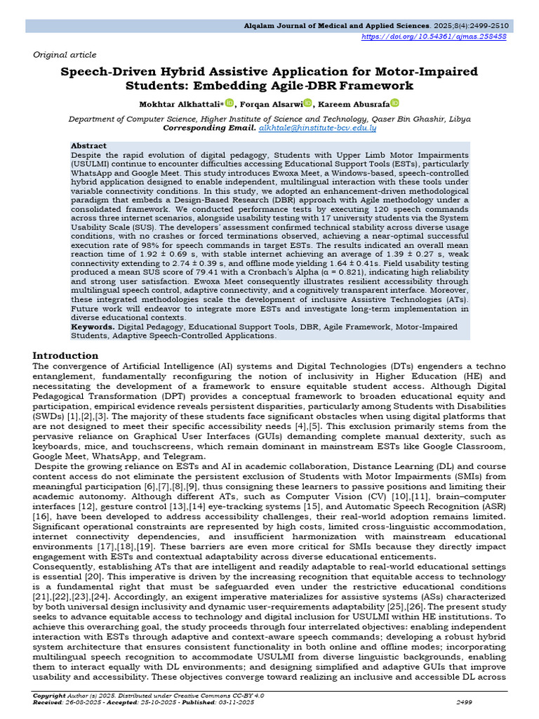 Speech Recognition, Assistive Application for Motor-Impaired Students ...