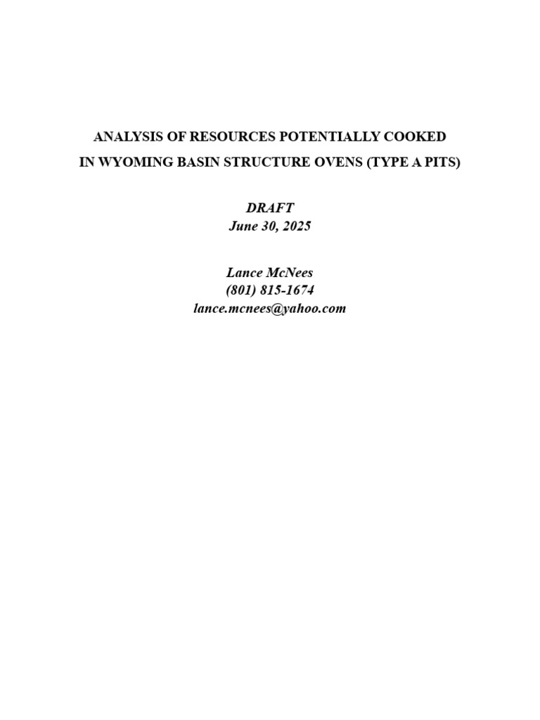 McNees 2025 POTENTIAL PIT OVEN RESOURCES | PDF | Carbohydrates | Cooking