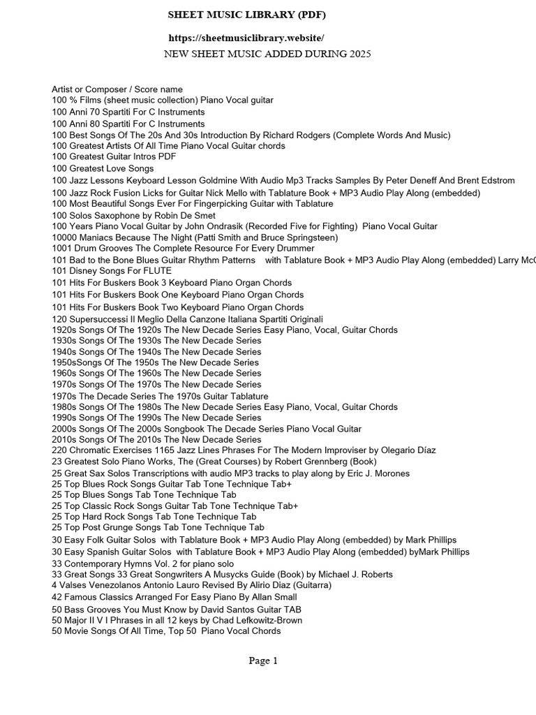 New Sheet Music Added During 2025 | PDF | Johann Sebastian Bach | Jazz