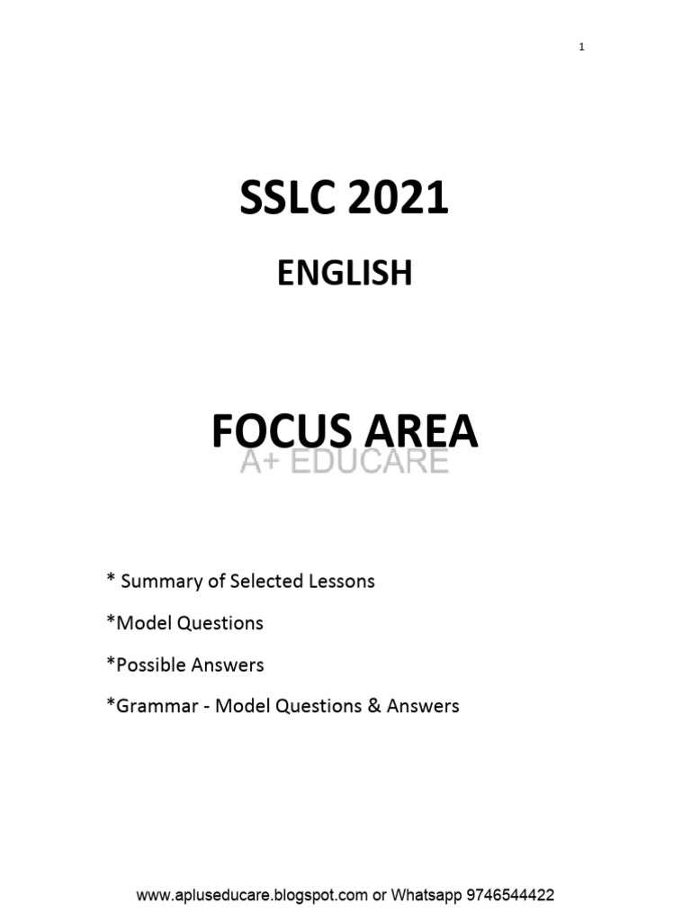 SSLC 2021 English: Adventures in a Banyan Tree | PDF