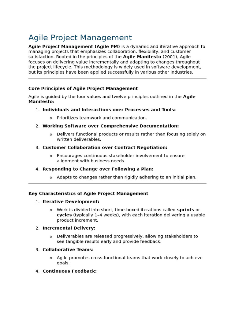 Agile Project Management Overview | PDF | Agile Software Development ...