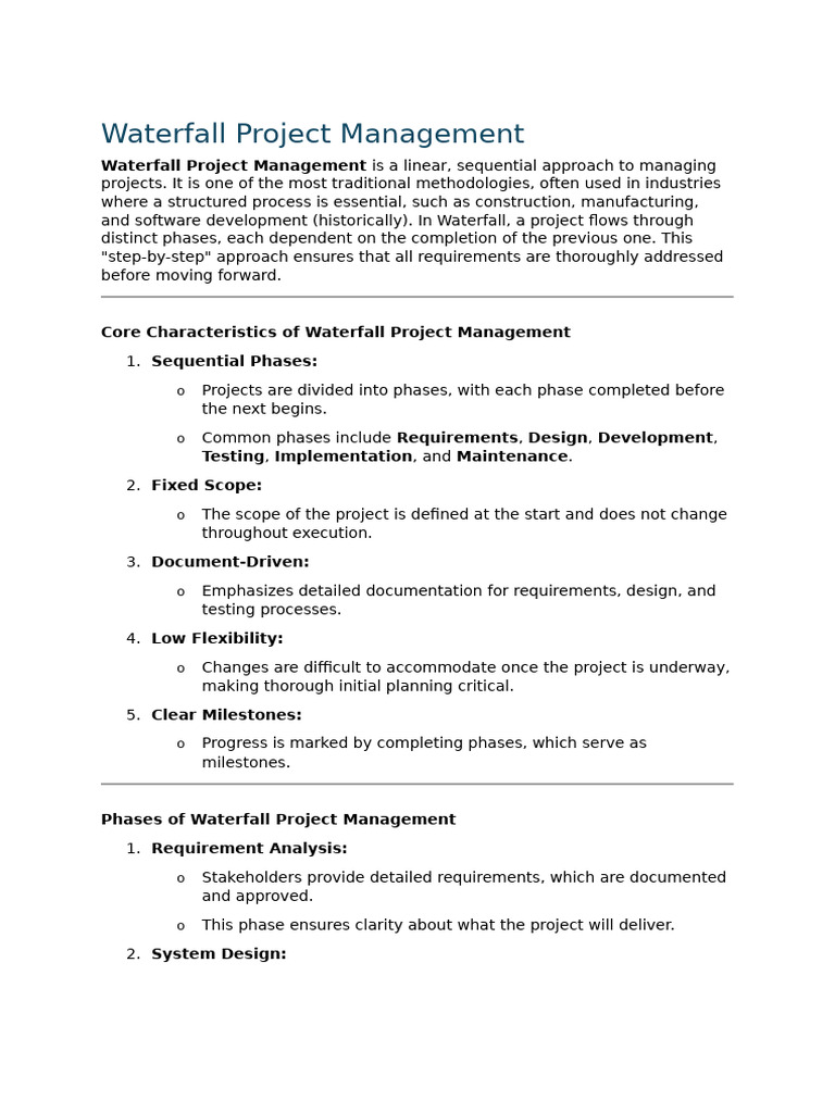 Waterfall Project Management | PDF | Software Development Process ...
