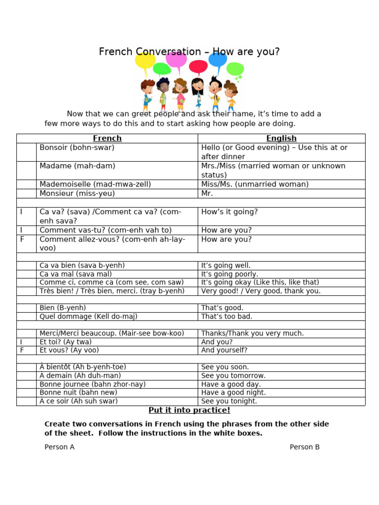 French Conversation How Are You Hatzic | PDF | Conversation | Linguistics