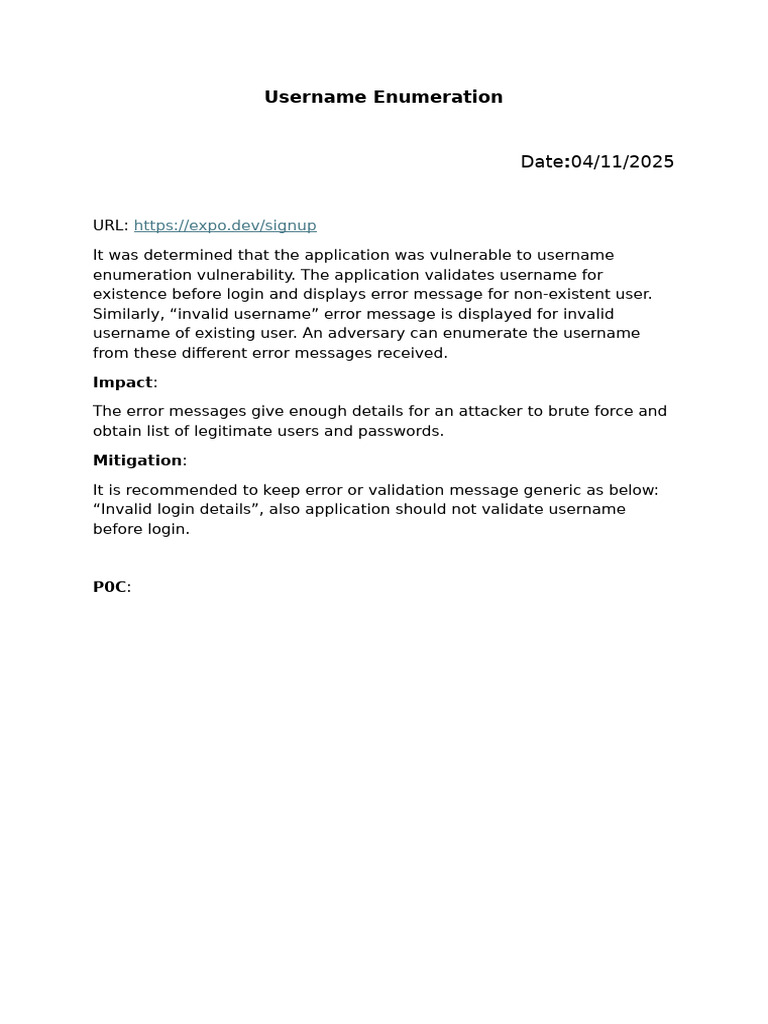 Username Enumeration | PDF