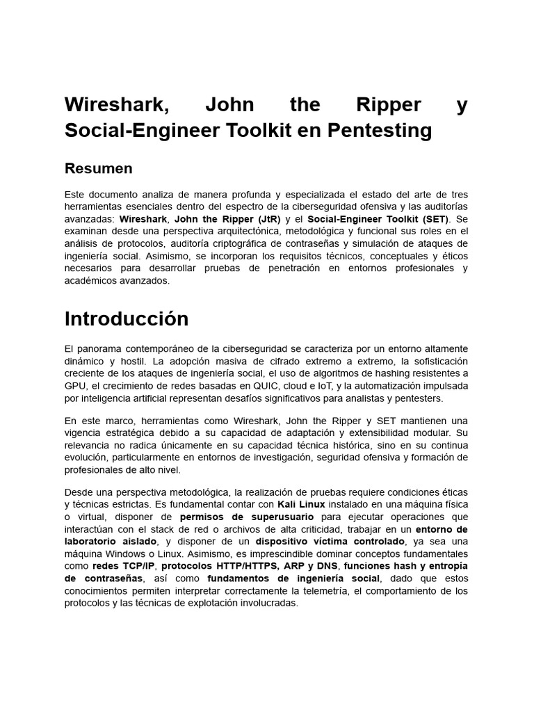 Wireshark, John the Ripper y Social-Engineer Toolkit en Pentesting ...