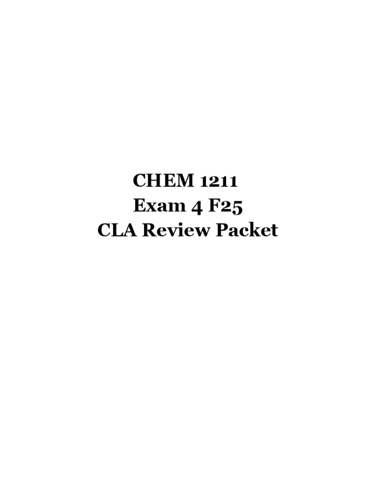 F25 CLA Exam 4 Packet | PDF | Electron Configuration | Atomic Orbital