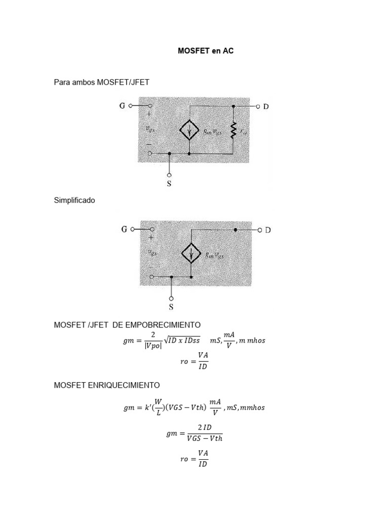 Análisis de MOSFET en AC y Diseño de Amplificadores | PDF | Red ...