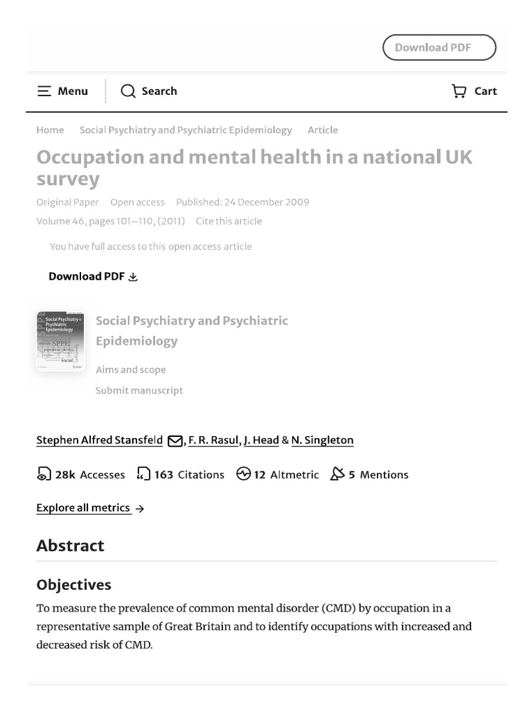 Work and Mental Health | PDF
