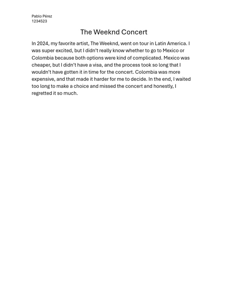 The Weeknd Concert Decision Regret | PDF