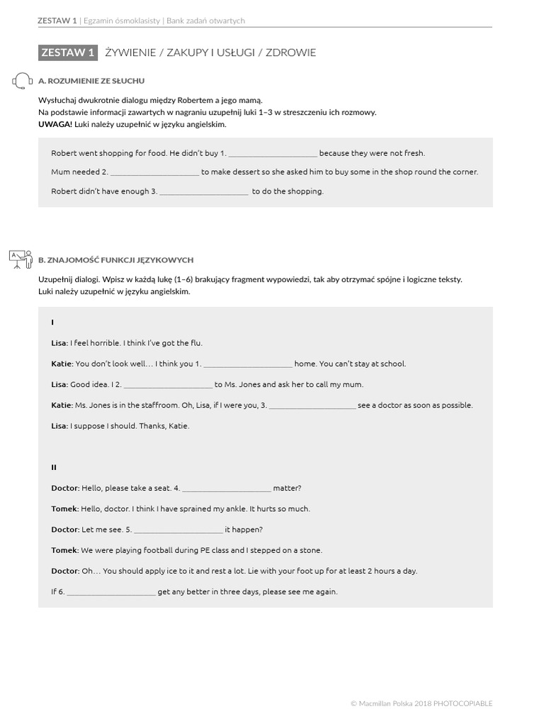 Egzamin 8klasisty Bank Zadan Otwartych 1 | PDF