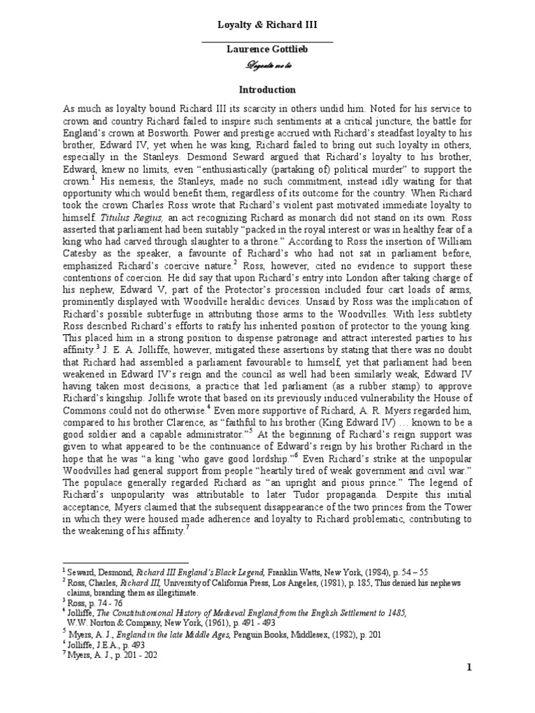 Loyalty & Richard III | PDF | Richard Iii Of England | Medieval England