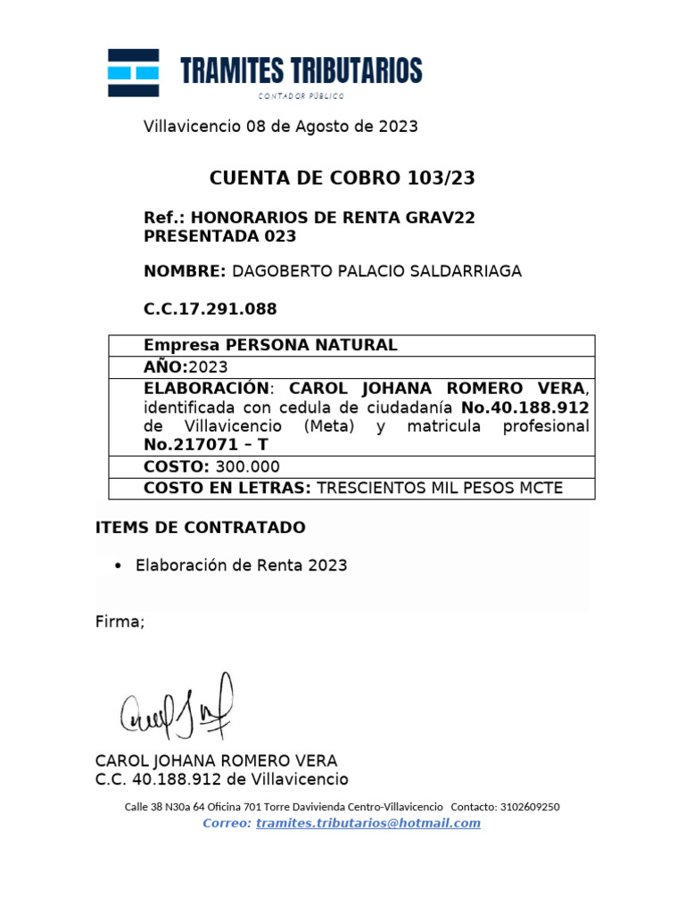 Cuenta Cobro Logo Nuevo Cxc | PDF