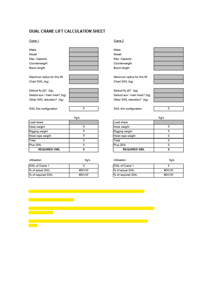 Copy of Multi Crane Lift Calcs | PDF | Crane (Machine)