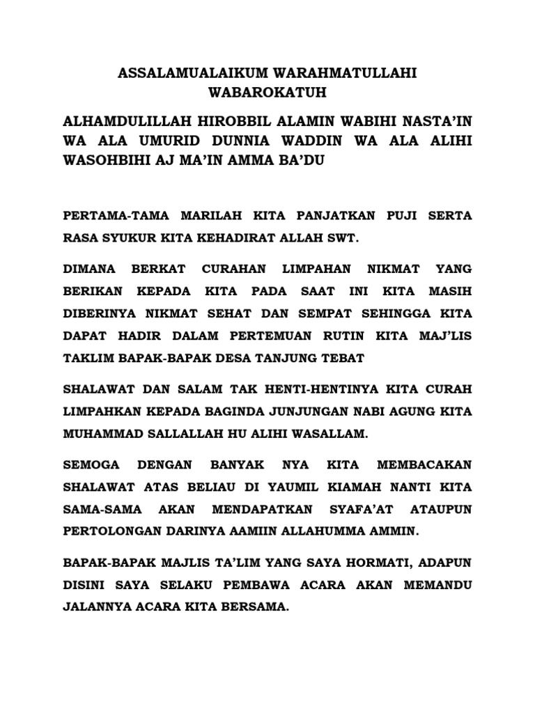 Susunan Acara Majlis Taklim Tanjung Tebat | PDF