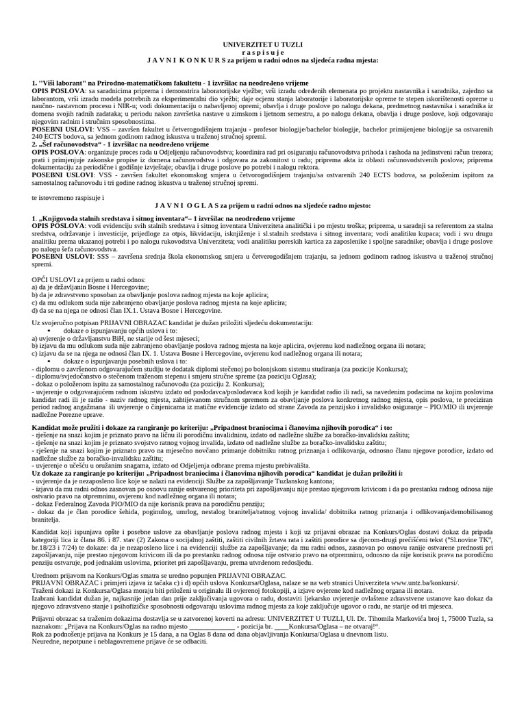 Tekst Konkursa i Oglasa Decembar 202511 | PDF
