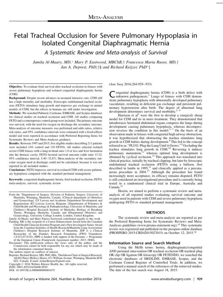 [Keijzer R] FETO for severe pulmonary hypoplasia in isolated CDH | PDF ...